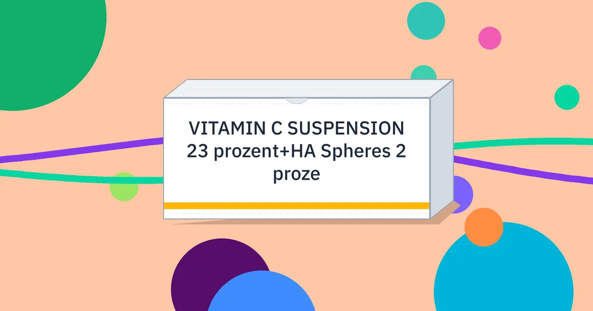 Symbolbild: Packung mit der Aufschrift VITAMIN C SUSPENSION 23 prozent+HA Spheres 2 proze (PZN 18892996) – Verfügbarkeit und Bezug in Apotheken in Frankfurt am Main