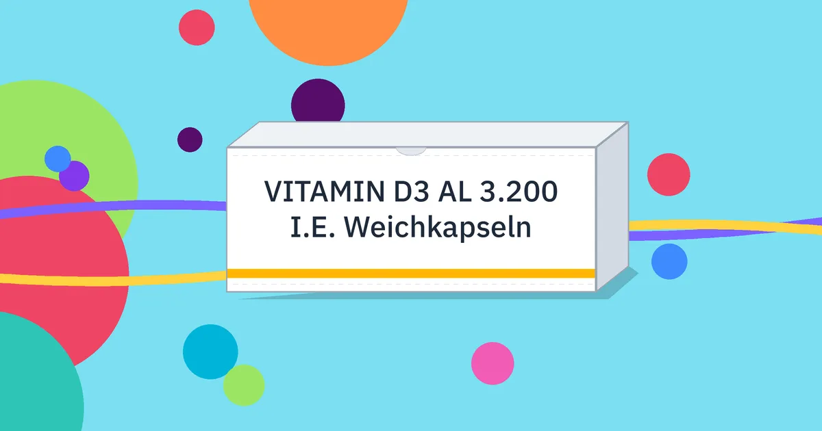 Symbolbild: Packung mit der Aufschrift VITAMIN D3 AL 3.200 I.E. Weichkapseln (PZN 17449460) – Verfügbarkeit und Bezug in Apotheken in Frankfurt am Main