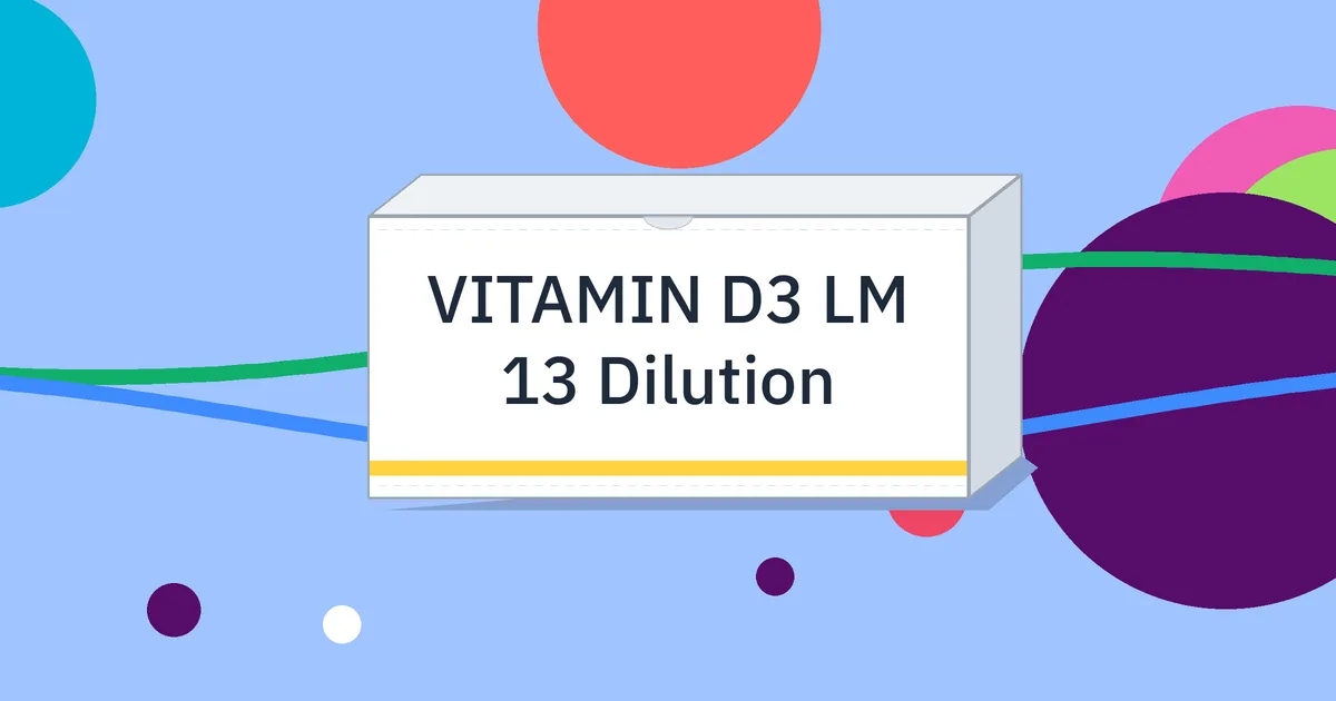 Symbolbild: Packung mit der Aufschrift VITAMIN D3 LM 13 Dilution (PZN 13278754) – Verfügbarkeit und Bezug in Apotheken in Frankfurt am Main