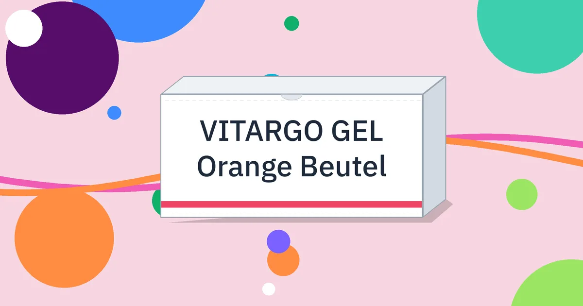 Symbolbild: Packung mit der Aufschrift VITARGO GEL Orange Beutel (PZN 11322623) – Verfügbarkeit und Bezug in Apotheken in Frankfurt am Main