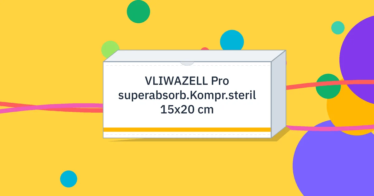 Symbolbild: Packung mit der Aufschrift VLIWAZELL Pro superabsorb.Kompr.steril 15x20 cm (PZN 19768560) – Verfügbarkeit und Bezug in Apotheken in Frankfurt am Main