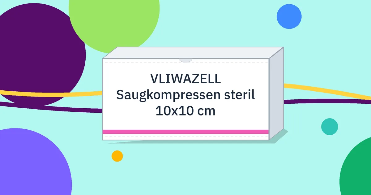 Symbolbild: Packung mit der Aufschrift VLIWAZELL Saugkompressen steril 10x10 cm (PZN 19209369) – Verfügbarkeit und Bezug in Apotheken in Frankfurt am Main