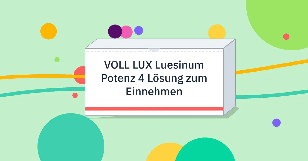Symbolbild: Packung mit der Aufschrift VOLL LUX Luesinum Potenz 4 Lösung zum Einnehmen (PZN 12390710) – Verfügbarkeit und Bezug in Apotheken in Frankfurt am Main