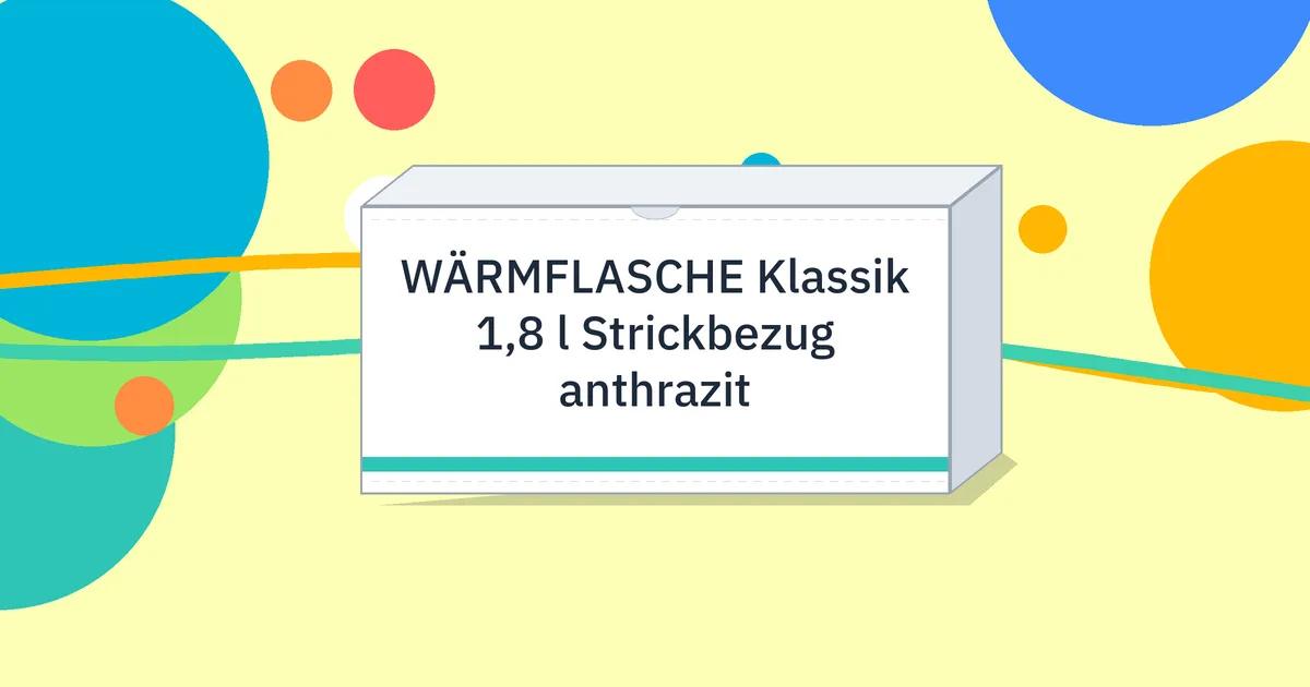 Symbolbild: Packung mit der Aufschrift WÄRMFLASCHE Klassik 1,8 l Strickbezug anthrazit (PZN 11614314) – Verfügbarkeit und Bezug in Apotheken in Frankfurt am Main