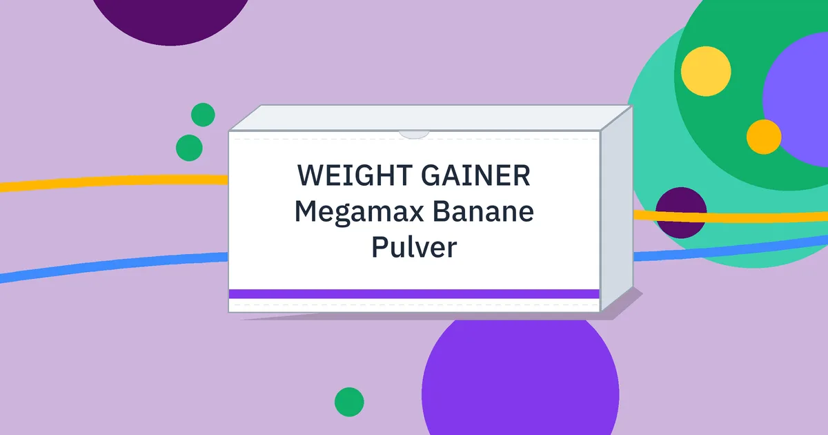 Symbolbild: Packung mit der Aufschrift WEIGHT GAINER Megamax Banane Pulver (PZN 07345995) – Verfügbarkeit und Bezug in Apotheken in Frankfurt am Main