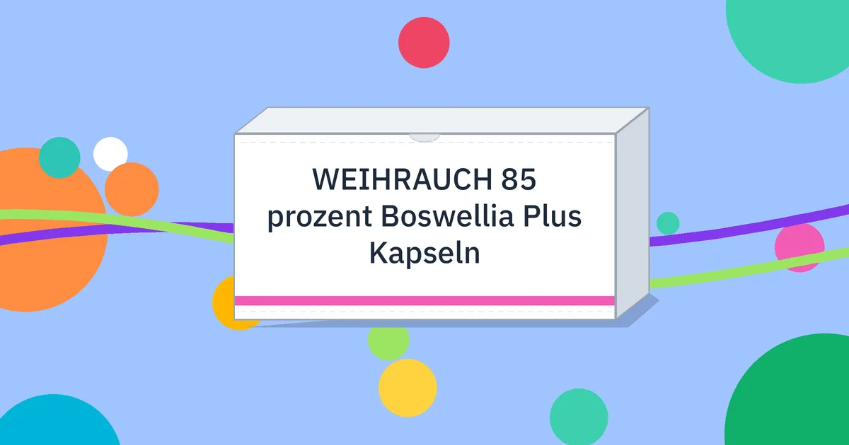 Symbolbild: Packung mit der Aufschrift WEIHRAUCH 85 prozent Boswellia Plus Kapseln (PZN 17997598) – Verfügbarkeit und Bezug in Apotheken in Frankfurt am Main