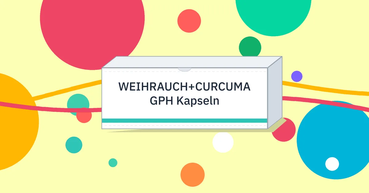 Symbolbild: Packung mit der Aufschrift WEIHRAUCH+CURCUMA GPH Kapseln (PZN 16570834) – Verfügbarkeit und Bezug in Apotheken in Frankfurt am Main