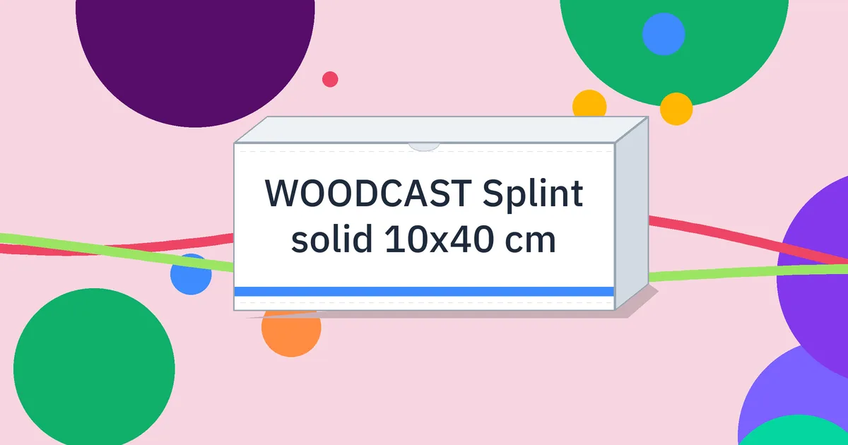 Symbolbild: Packung mit der Aufschrift WOODCAST Splint solid 10x40 cm (PZN 11598704) – Verfügbarkeit und Bezug in Apotheken in Frankfurt am Main