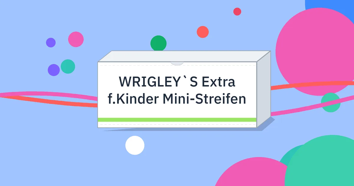 Symbolbild: Packung mit der Aufschrift WRIGLEY`S Extra f.Kinder Mini-Streifen (PZN 02750260) – Verfügbarkeit und Bezug in Apotheken in Frankfurt am Main