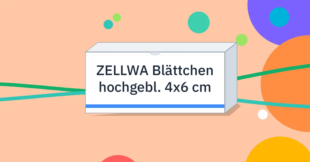 Symbolbild: Packung mit der Aufschrift ZELLWA Blättchen hochgebl. 4x6 cm (PZN 04045821) – Verfügbarkeit und Bezug in Apotheken in Frankfurt am Main