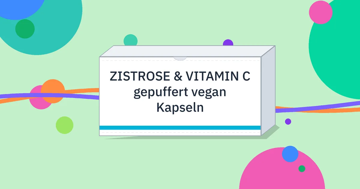 Symbolbild: Packung mit der Aufschrift ZISTROSE & VITAMIN C gepuffert vegan Kapseln (PZN 19856287) – Verfügbarkeit und Bezug in Apotheken in Frankfurt am Main