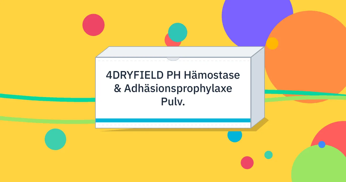 Symbolbild: Packung mit der Aufschrift 4DRYFIELD PH Hämostase & Adhäsionsprophylaxe Pulv. (PZN 16000663) – Verfügbarkeit und Bezug in Apotheken in Frankfurt am Main