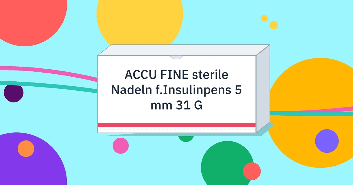 Symbolbild: Packung mit der Aufschrift ACCU FINE sterile Nadeln f.Insulinpens 5 mm 31 G (PZN 15376751) – Verfügbarkeit und Bezug in Apotheken in Frankfurt am Main