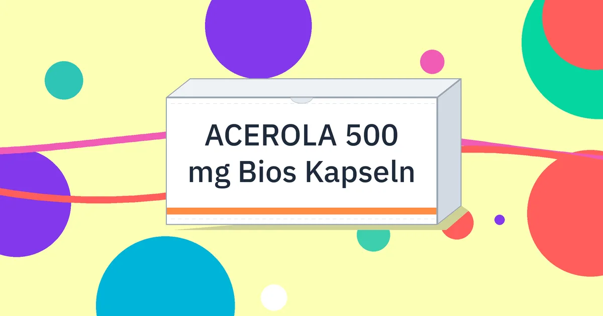 Symbolbild: Packung mit der Aufschrift ACEROLA 500 mg Bios Kapseln (PZN 10335658) – Verfügbarkeit und Bezug in Apotheken in Frankfurt am Main