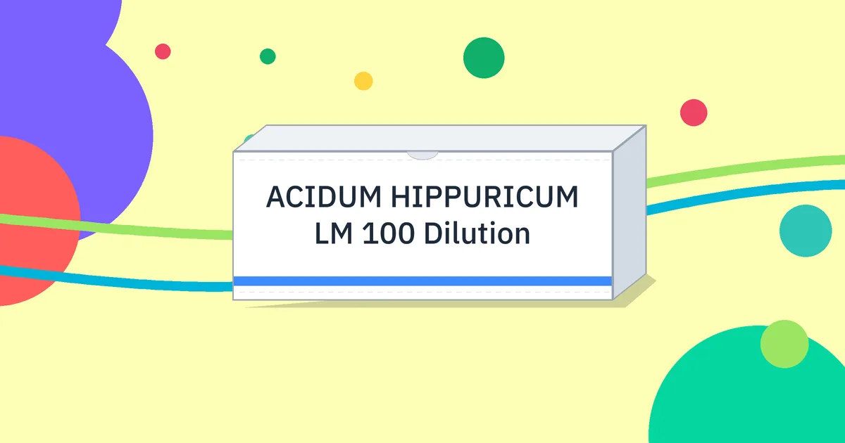 Symbolbild: Packung mit der Aufschrift ACIDUM HIPPURICUM LM 100 Dilution (PZN 13277950) – Verfügbarkeit und Bezug in Apotheken in Frankfurt am Main