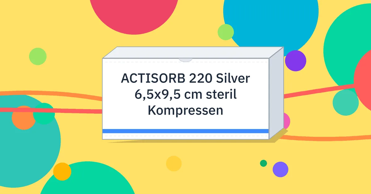 Symbolbild: Packung mit der Aufschrift ACTISORB 220 Silver 6,5x9,5 cm steril Kompressen (PZN 03010387) – Verfügbarkeit und Bezug in Apotheken in Frankfurt am Main