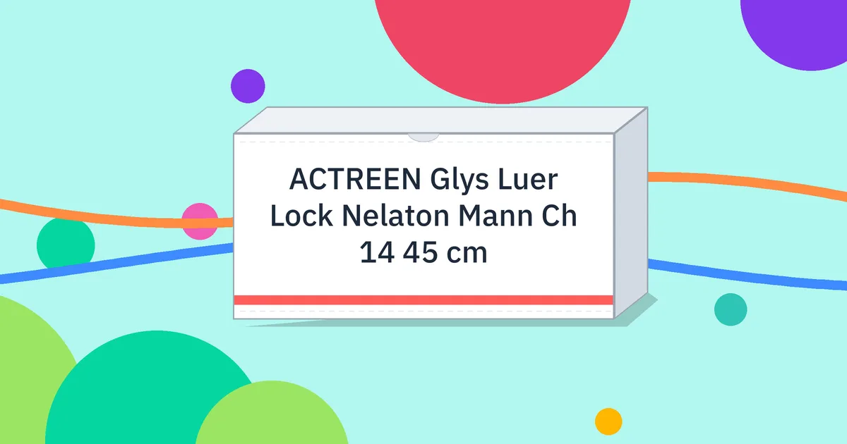 Symbolbild: Packung mit der Aufschrift ACTREEN Glys Luer Lock Nelaton Mann Ch 14 45 cm (PZN 04400021) – Verfügbarkeit und Bezug in Apotheken in Frankfurt am Main
