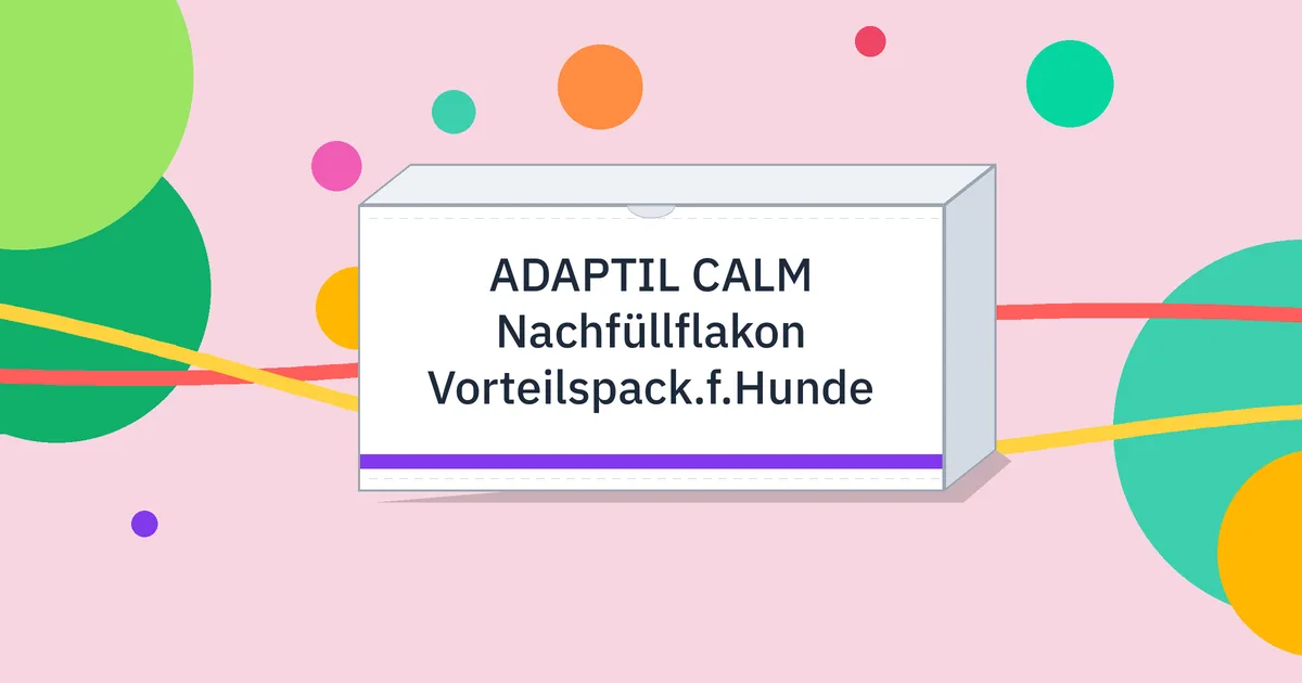 Symbolbild: Packung mit der Aufschrift ADAPTIL CALM Nachfüllflakon Vorteilspack.f.Hunde (PZN 18680001) – Verfügbarkeit und Bezug in Apotheken in Frankfurt am Main