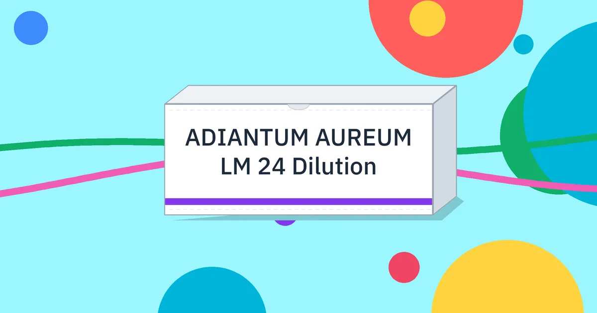 Symbolbild: Packung mit der Aufschrift ADIANTUM AUREUM LM 24 Dilution (PZN 13294782) – Verfügbarkeit und Bezug in Apotheken in Frankfurt am Main