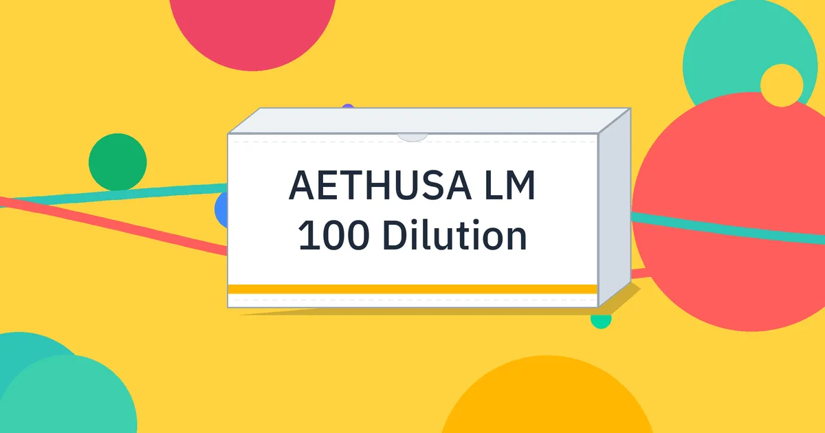 Symbolbild: Packung mit der Aufschrift AETHUSA LM 100 Dilution (PZN 12756105) – Verfügbarkeit und Bezug in Apotheken in Frankfurt am Main