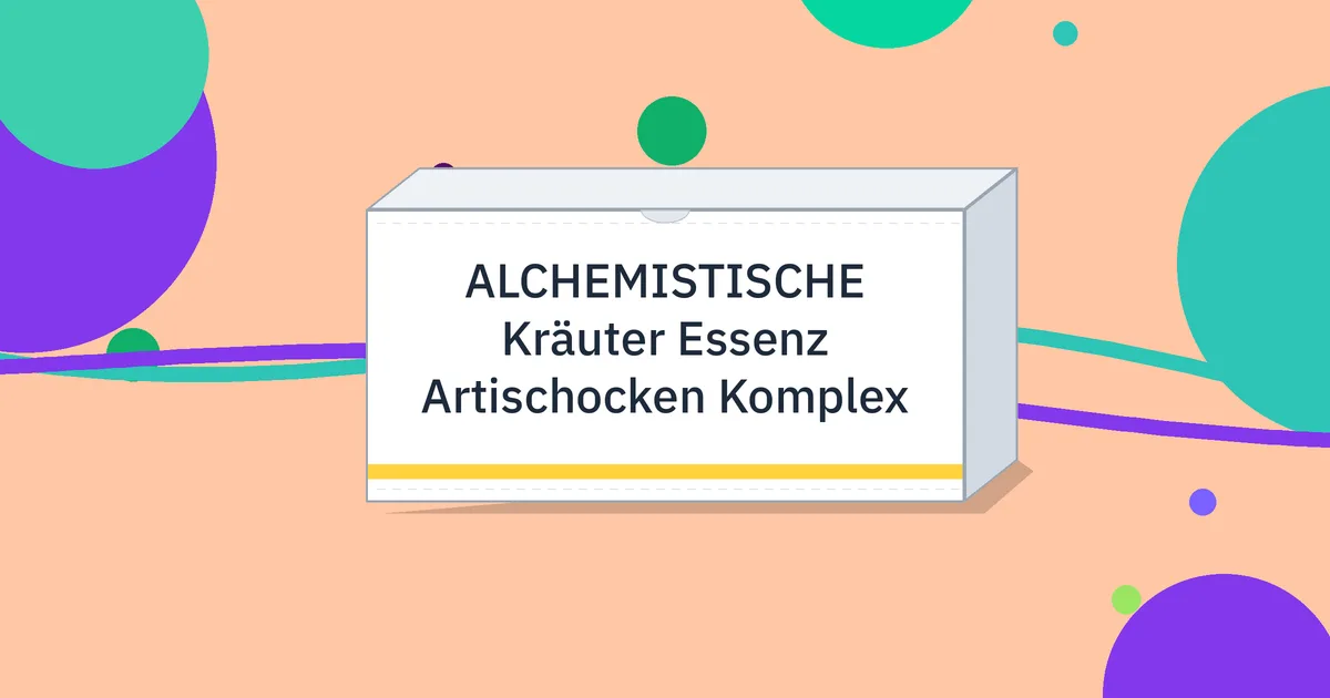 Symbolbild: Packung mit der Aufschrift ALCHEMISTISCHE Kräuter Essenz Artischocken Komplex (PZN 12512484) – Verfügbarkeit und Bezug in Apotheken in Frankfurt am Main