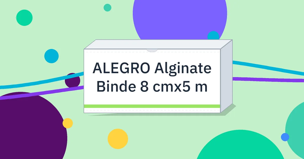 Symbolbild: Packung mit der Aufschrift ALEGRO Alginate Binde 8 cmx5 m (PZN 19810612) – Verfügbarkeit und Bezug in Apotheken in Frankfurt am Main
