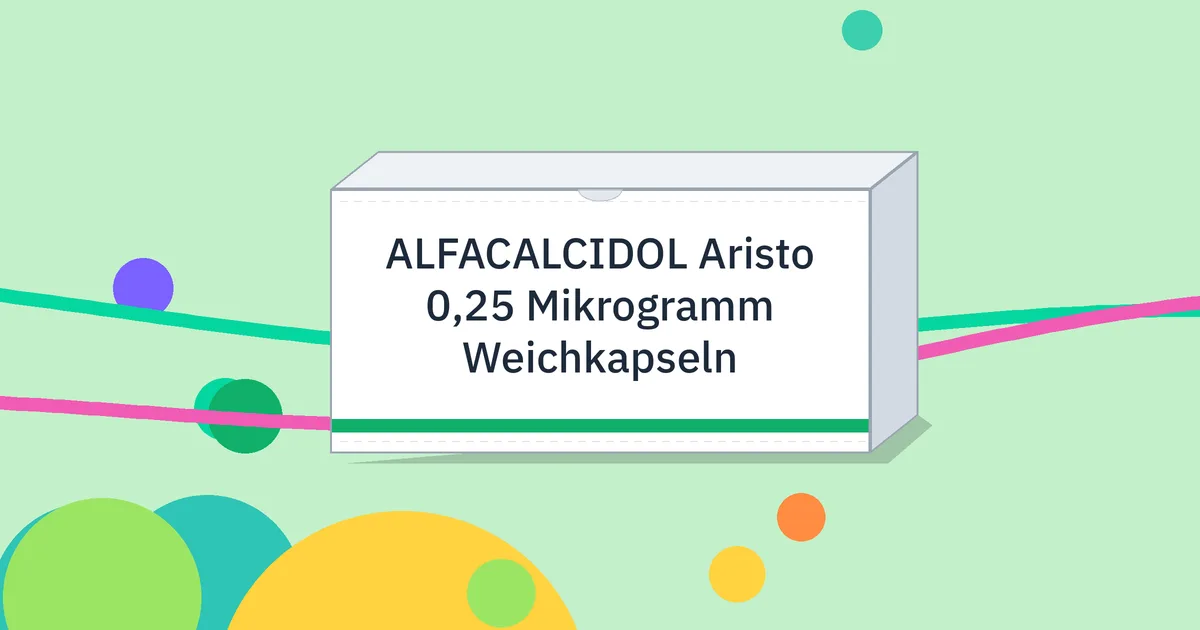 Symbolbild: Packung mit der Aufschrift ALFACALCIDOL Aristo 0,25 Mikrogramm Weichkapseln (PZN 11228344) – Verfügbarkeit und Bezug in Apotheken in Frankfurt am Main