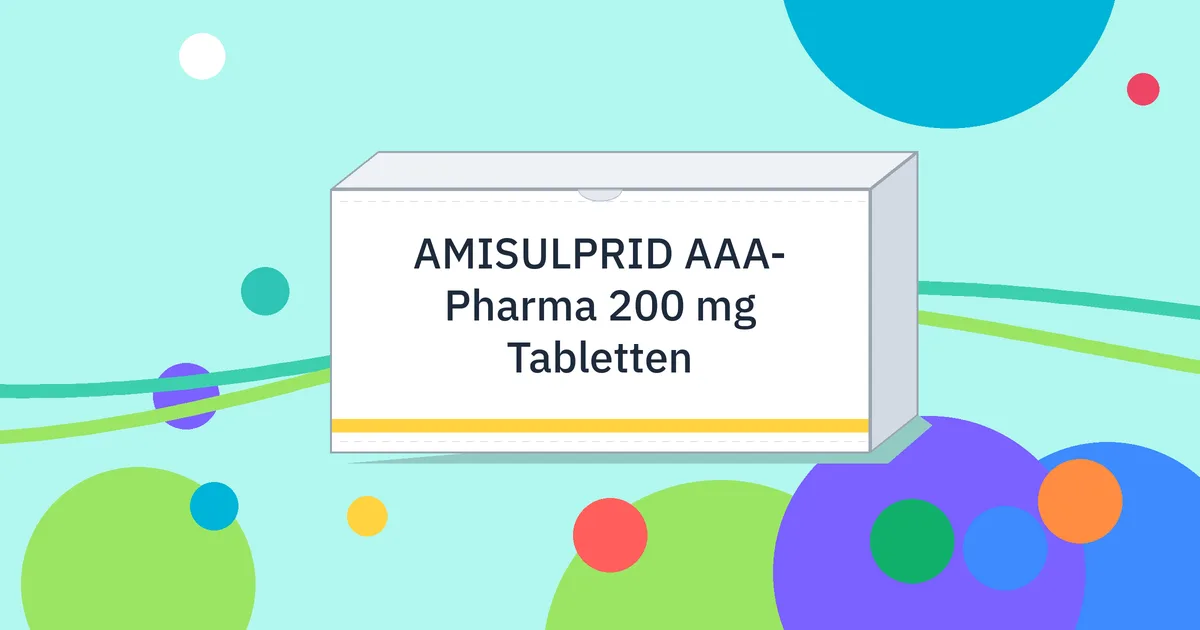 Symbolbild: Packung mit der Aufschrift AMISULPRID AAA-Pharma 200 mg Tabletten (PZN 01162992) – Verfügbarkeit und Bezug in Apotheken in Frankfurt am Main
