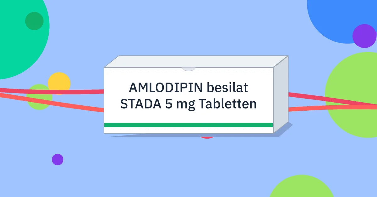 Symbolbild: Packung mit der Aufschrift AMLODIPIN besilat STADA 5 mg Tabletten (PZN 11105587) – Verfügbarkeit und Bezug in Apotheken in Frankfurt am Main