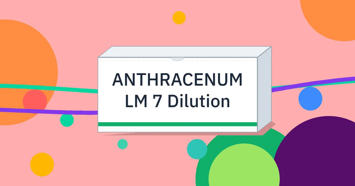 Symbolbild: Packung mit der Aufschrift ANTHRACENUM LM 7 Dilution (PZN 13370218) – Verfügbarkeit und Bezug in Apotheken in Frankfurt am Main