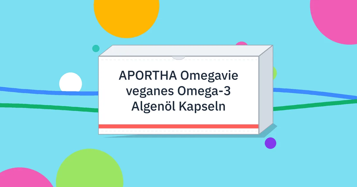 Symbolbild: Packung mit der Aufschrift APORTHA Omegavie veganes Omega-3 Algenöl Kapseln (PZN 20183126) – Verfügbarkeit und Bezug in Apotheken in Frankfurt am Main