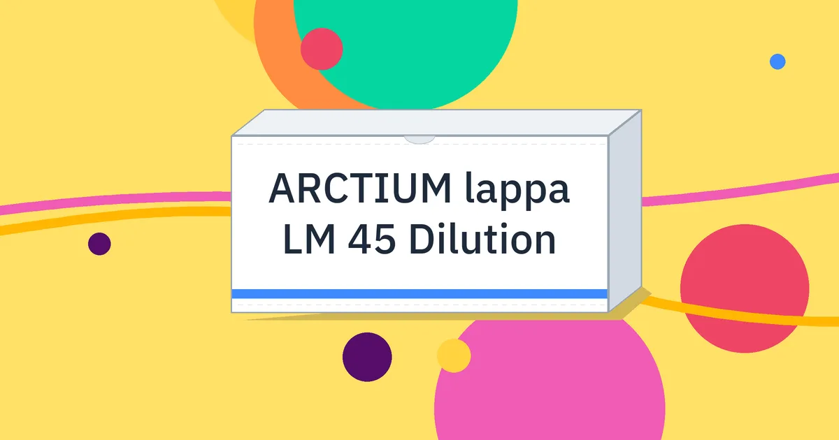 Symbolbild: Packung mit der Aufschrift ARCTIUM lappa LM 45 Dilution (PZN 13388017) – Verfügbarkeit und Bezug in Apotheken in Frankfurt am Main