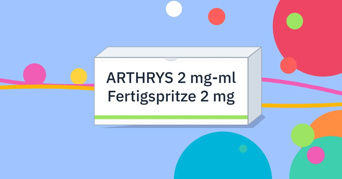 Symbolbild: Packung mit der Aufschrift ARTHRYS 2 mg-ml Fertigspritze 2 mg (PZN 19366979) – Verfügbarkeit und Bezug in Apotheken in Frankfurt am Main