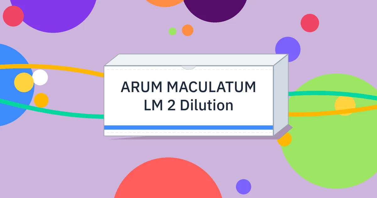 Symbolbild: Packung mit der Aufschrift ARUM MACULATUM LM 2 Dilution (PZN 13395891) – Verfügbarkeit und Bezug in Apotheken in Frankfurt am Main