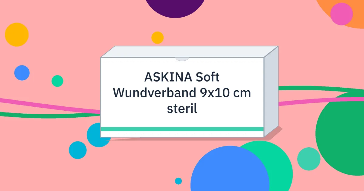 Symbolbild: Packung mit der Aufschrift ASKINA Soft Wundverband 9x10 cm steril (PZN 18294568) – Verfügbarkeit und Bezug in Apotheken in Frankfurt am Main