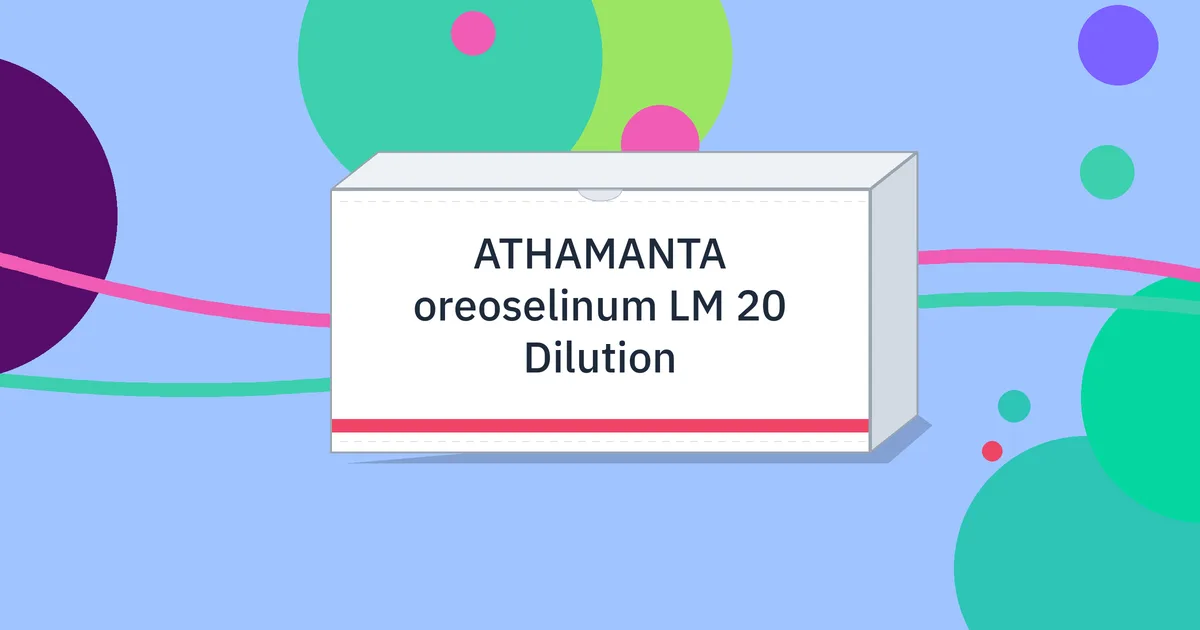 Symbolbild: Packung mit der Aufschrift ATHAMANTA oreoselinum LM 20 Dilution (PZN 13406092) – Verfügbarkeit und Bezug in Apotheken in Frankfurt am Main