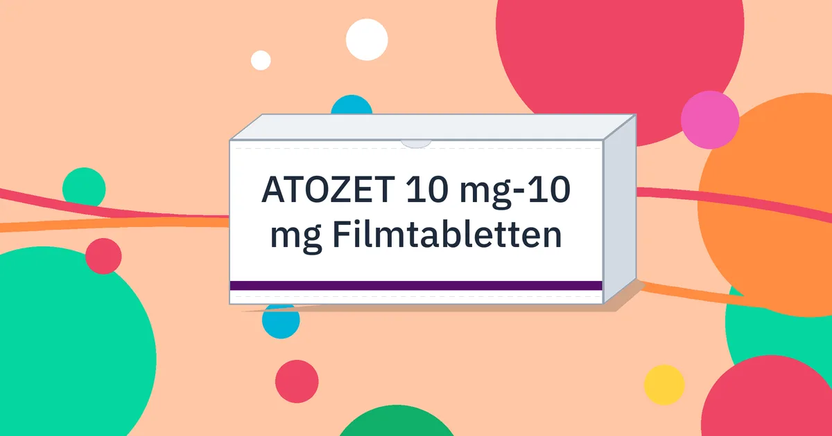 Symbolbild: Packung mit der Aufschrift ATOZET 10 mg-10 mg Filmtabletten (PZN 12494148) – Verfügbarkeit und Bezug in Apotheken in Frankfurt am Main