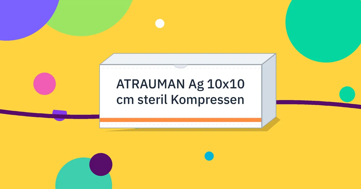 Symbolbild: Packung mit der Aufschrift ATRAUMAN Ag 10x10 cm steril Kompressen (PZN 02813807) – Verfügbarkeit und Bezug in Apotheken in Frankfurt am Main