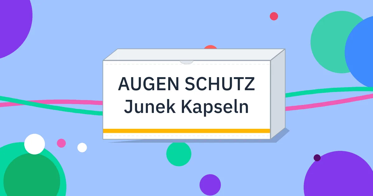 Symbolbild: Packung mit der Aufschrift AUGEN SCHUTZ Junek Kapseln (PZN 05529082) – Verfügbarkeit und Bezug in Apotheken in Frankfurt am Main