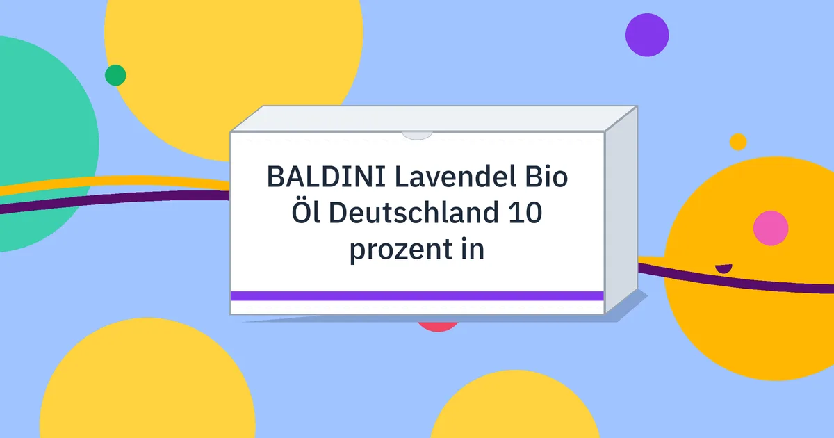 Symbolbild: Packung mit der Aufschrift BALDINI Lavendel Bio Öl Deutschland 10 prozent in (PZN 13416357) – Verfügbarkeit und Bezug in Apotheken in Frankfurt am Main