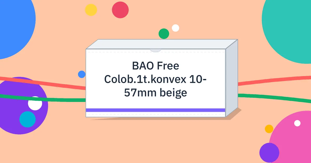 Symbolbild: Packung mit der Aufschrift BAO Free Colob.1t.konvex 10-57mm beige (PZN 16573873) – Verfügbarkeit und Bezug in Apotheken in Frankfurt am Main
