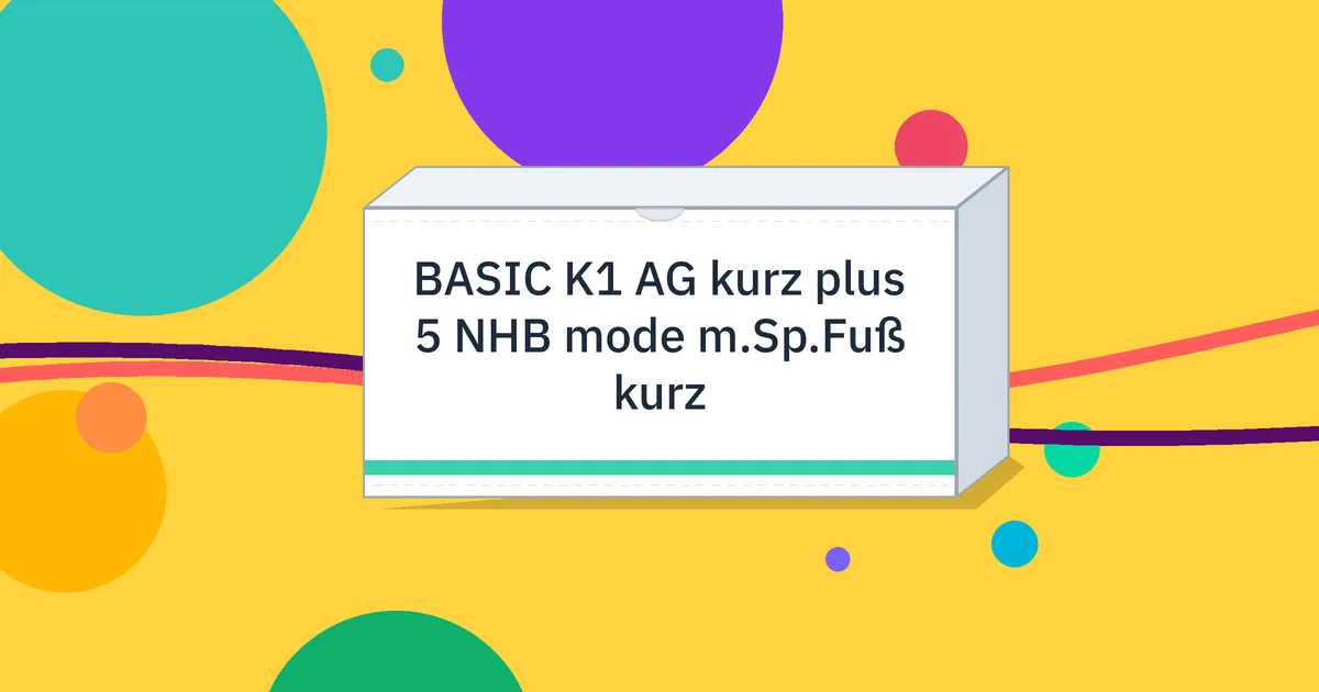 Symbolbild: Packung mit der Aufschrift BASIC K1 AG kurz plus 5 NHB mode m.Sp.Fuß kurz (PZN 20261599) – Verfügbarkeit und Bezug in Apotheken in Frankfurt am Main