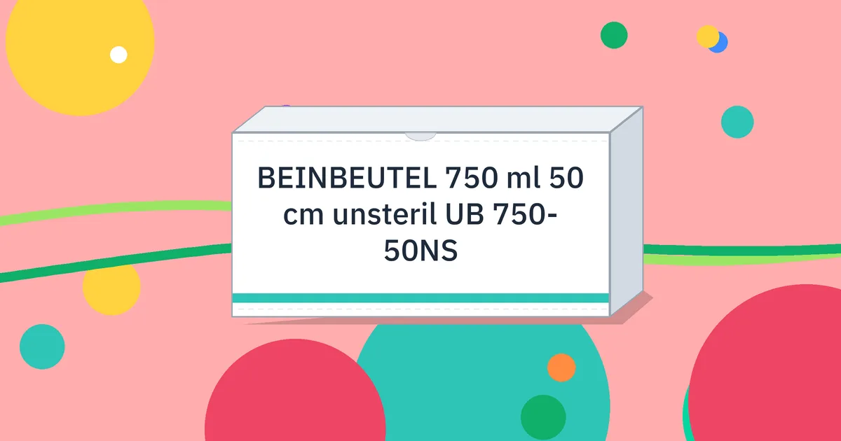 Symbolbild: Packung mit der Aufschrift BEINBEUTEL 750 ml 50 cm unsteril UB 750-50NS (PZN 00226543) – Verfügbarkeit und Bezug in Apotheken in Frankfurt am Main