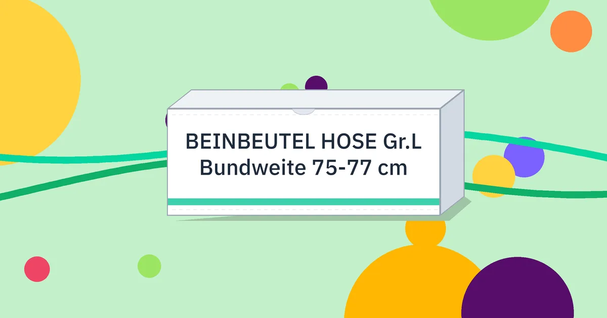 Symbolbild: Packung mit der Aufschrift BEINBEUTEL HOSE Gr.L Bundweite 75-77 cm (PZN 00002364) – Verfügbarkeit und Bezug in Apotheken in Frankfurt am Main