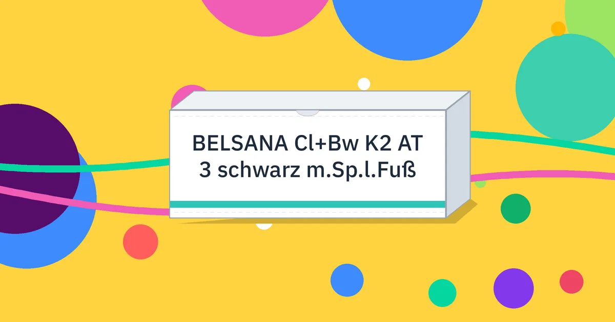 Symbolbild: Packung mit der Aufschrift BELSANA Cl+Bw K2 AT 3 schwarz m.Sp.l.Fuß (PZN 12249532) – Verfügbarkeit und Bezug in Apotheken in Frankfurt am Main