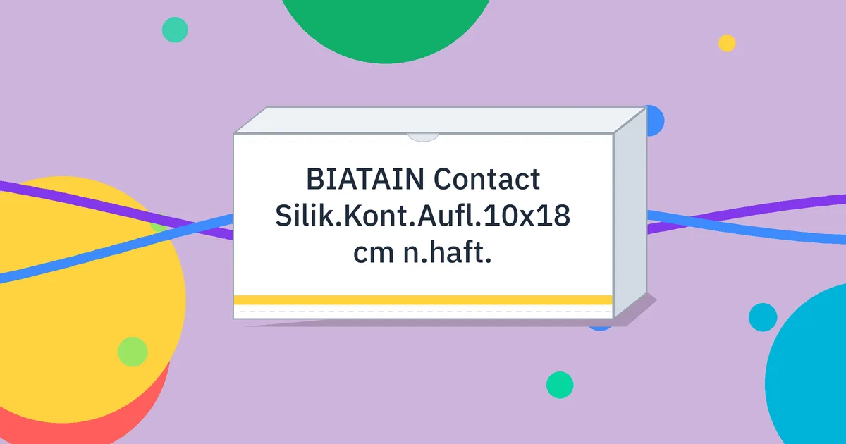 Symbolbild: Packung mit der Aufschrift BIATAIN Contact Silik.Kont.Aufl.10x18 cm n.haft. (PZN 18776184) – Verfügbarkeit und Bezug in Apotheken in Frankfurt am Main