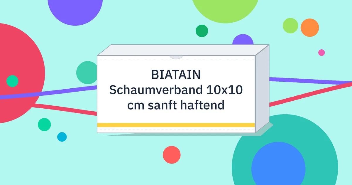 Symbolbild: Packung mit der Aufschrift BIATAIN Schaumverband 10x10 cm sanft haftend (PZN 18228620) – Verfügbarkeit und Bezug in Apotheken in Frankfurt am Main