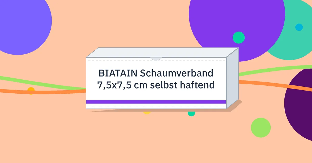 Symbolbild: Packung mit der Aufschrift BIATAIN Schaumverband 7,5x7,5 cm selbst haftend (PZN 19420118) – Verfügbarkeit und Bezug in Apotheken in Frankfurt am Main