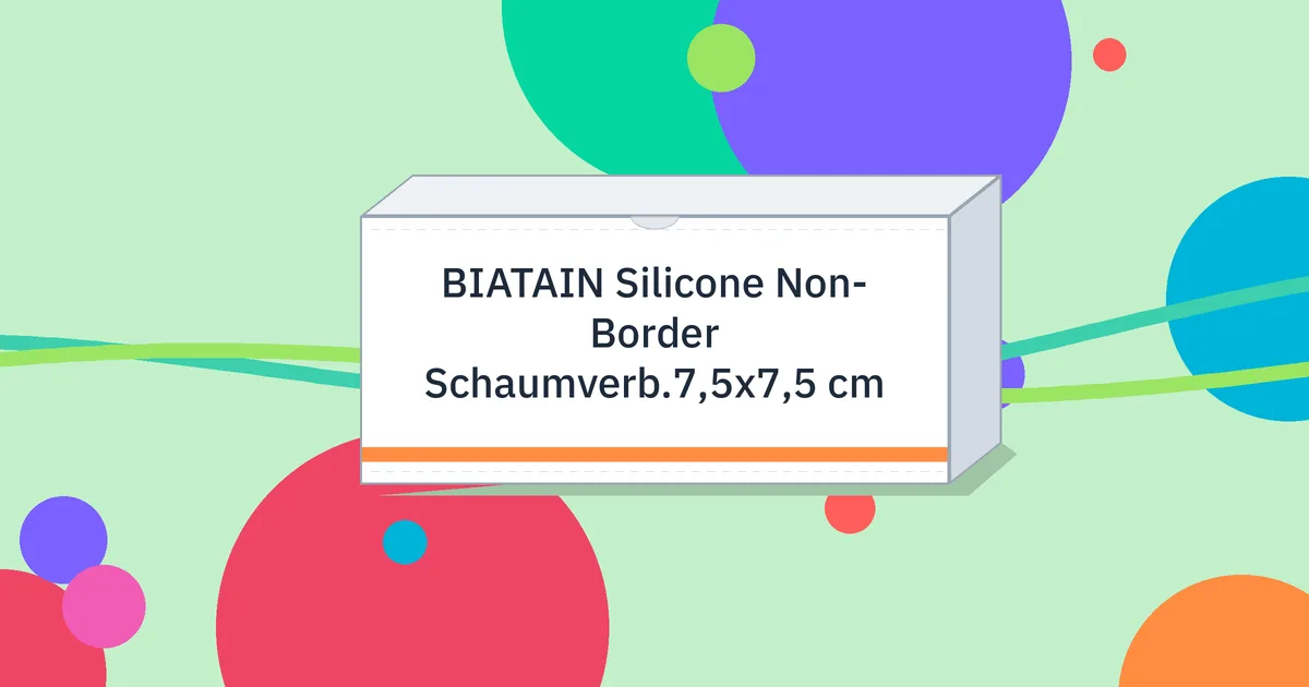 Symbolbild: Packung mit der Aufschrift BIATAIN Silicone Non-Border Schaumverb.7,5x7,5 cm (PZN 17850642) – Verfügbarkeit und Bezug in Apotheken in Frankfurt am Main