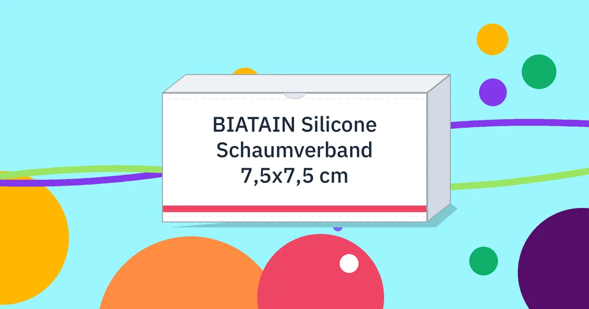 Symbolbild: Packung mit der Aufschrift BIATAIN Silicone Schaumverband 7,5x7,5 cm (PZN 11381560) – Verfügbarkeit und Bezug in Apotheken in Frankfurt am Main
